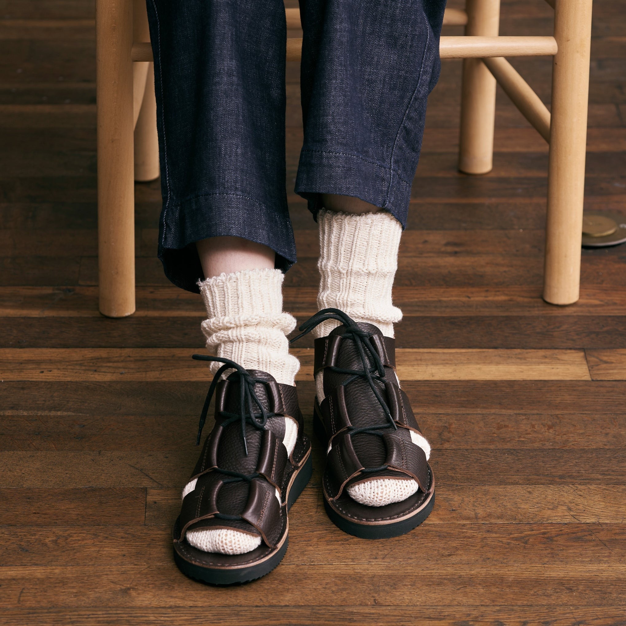 〈yahae〉Organic Cotton Low Gauge Socks｜7-5002 / Green｜UP NORTH ONLINE STORE